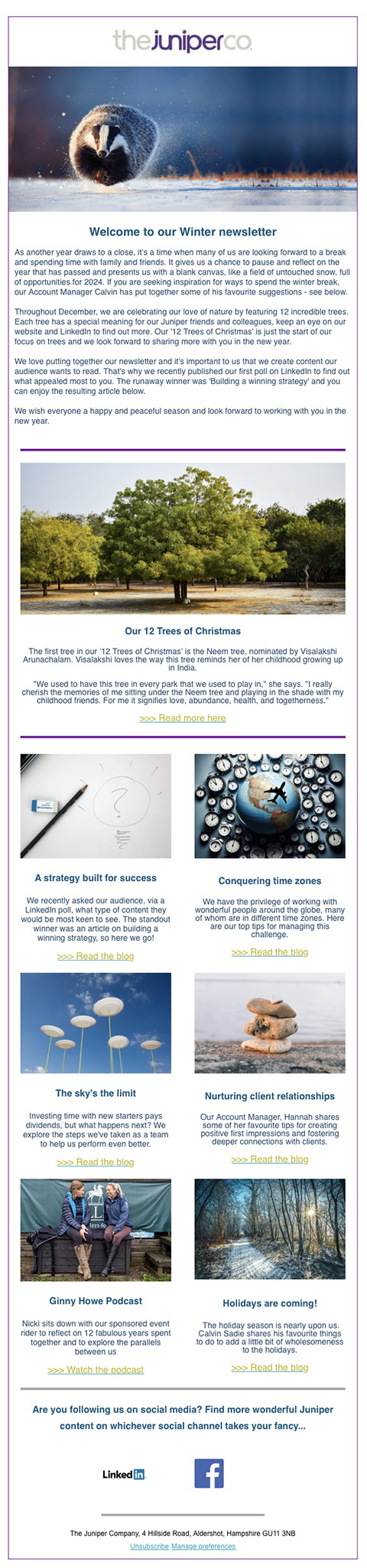 Juniper :: The Juniper Co. Newsletter